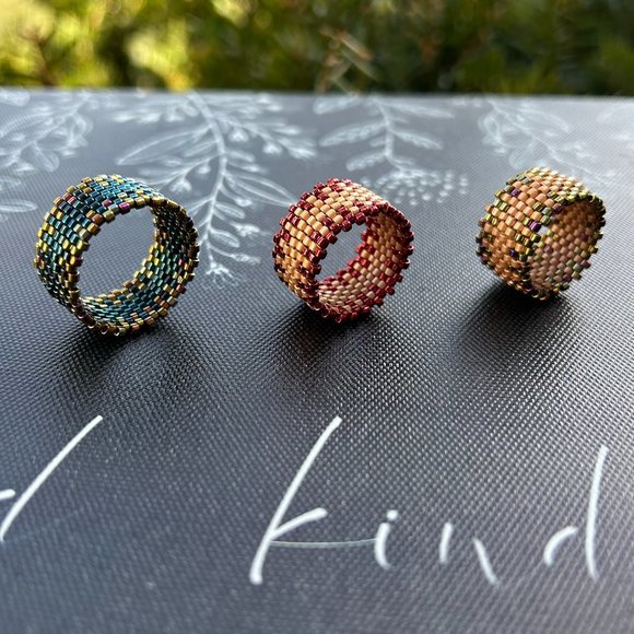 Designs by Leontina | Jewelry | Handwoven Artisan Bead Rings Beaded Jewelry Minimalist Ring Seed ...